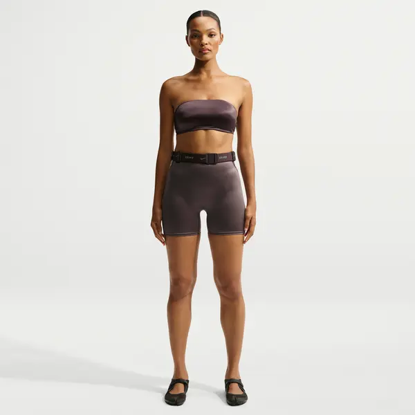 Nike Skims Satin Shine High-waisted 5" Biker Shorts - Brown