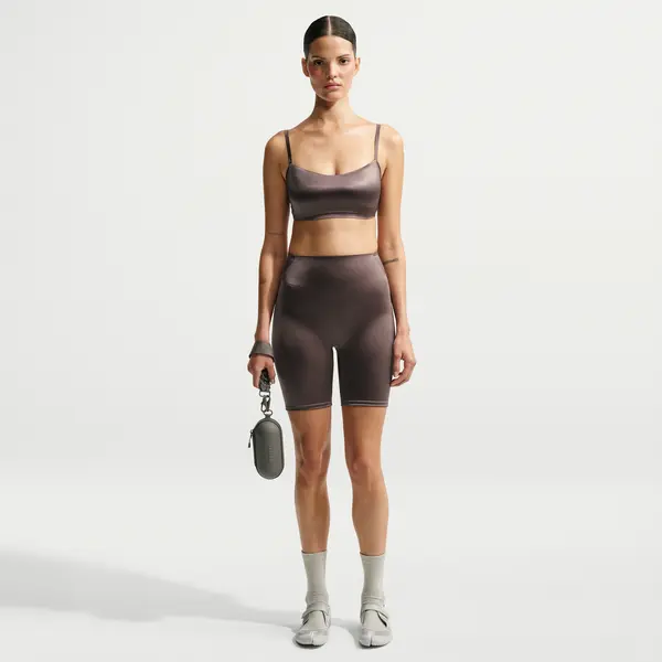 Nike Skims Satin Shine Mid-rise 7" Bonded Biker Shorts - Brown