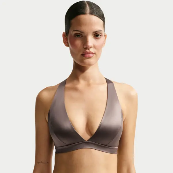 Nike Skims Satin Shine Halter Bra - Brown