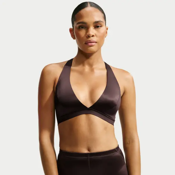 Nike Skims Satin Shine Halter Bra - Brown