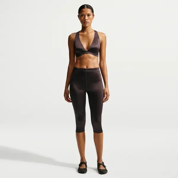 Nike Skims Satin Shine High-waisted 17" Leggings With Drawcord - Brown