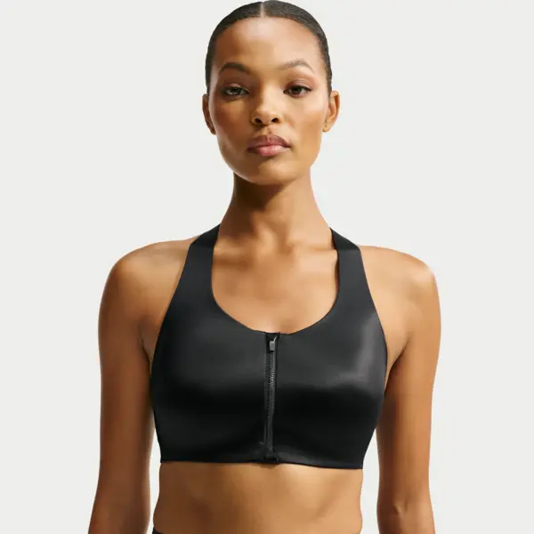 Nike Skims Satin Shine Front-zip Bra - Black