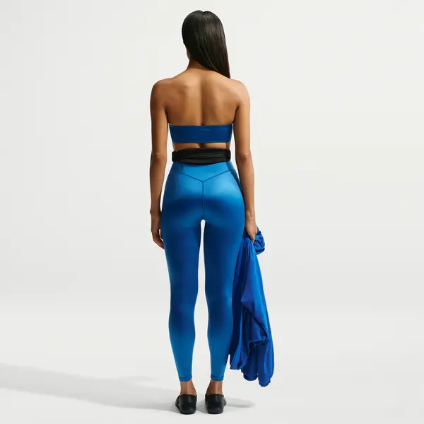 Nike Skims Satin Shine High-waisted Bonded 26" Leggings - Blue