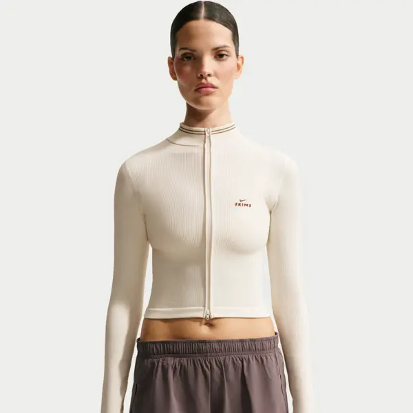 Nike Skims Ribbed Seamless Cropped Full-zip Jacket