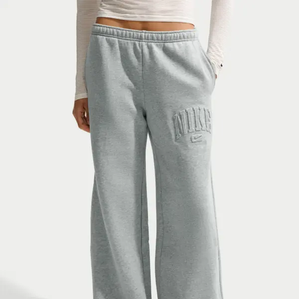 Nike Studio Fleece Medium Weight Mid-rise Wide-leg Pants - Grey