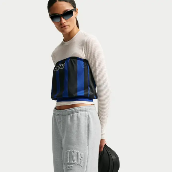 Nike Studio Fleece Medium Weight Mid-rise Wide-leg Pants - Grey
