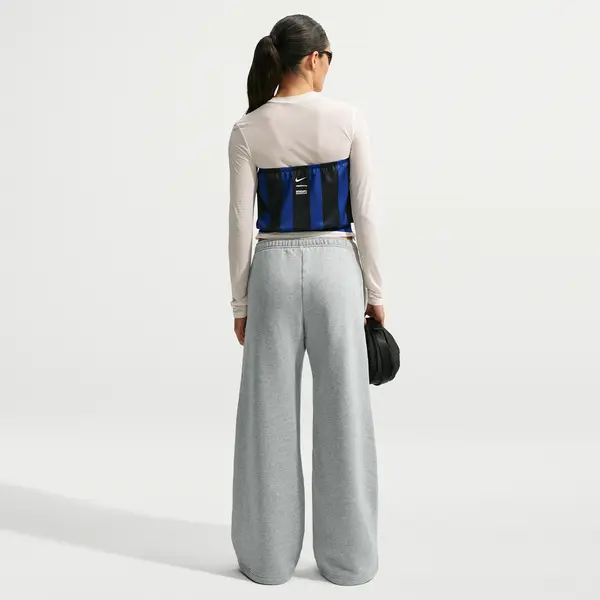 Nike Studio Fleece Medium Weight Mid-rise Wide-leg Pants - Grey