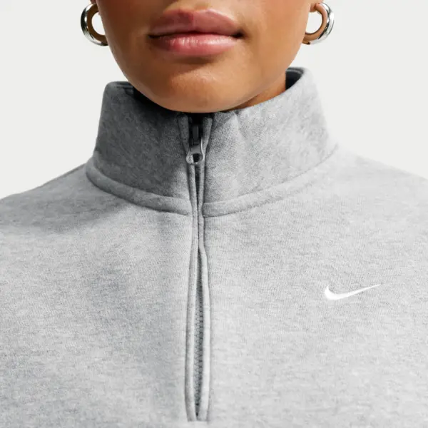 Nike Studio Fleece Medium Weight Oversized 1/4-zip Cropped Top - Grey