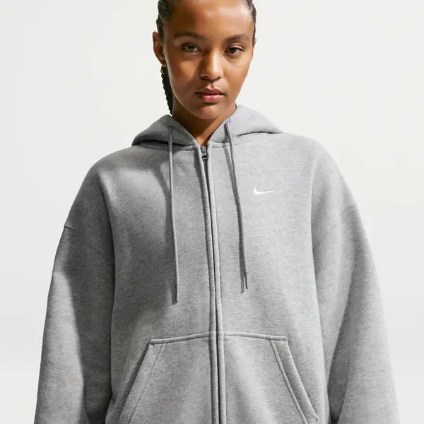 Nike Studio Fleece Oversized Full-zip Hoodie - Grey