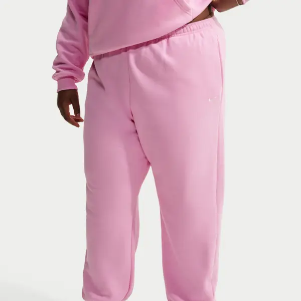 Nike Studio Fleece Medium Weight Oversized High-rise Cuffed Pants - Pink