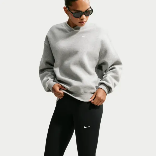 Nike Studio Fleece Medium Weight Oversized V-neck Top - Grey