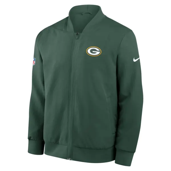 Nike Bay Packers Sideline Nfl Full-zip Bomber Jacket