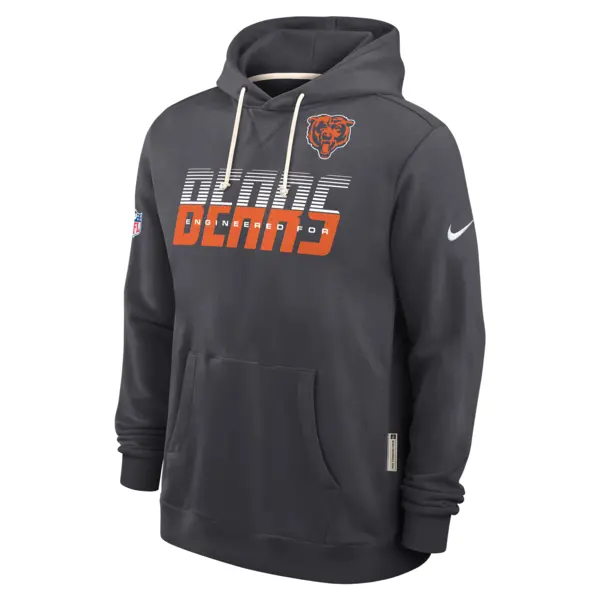 Nike Chicago Bears Sideline Standard Issue Dri-fit Nfl Pullover Hoodie - Grey