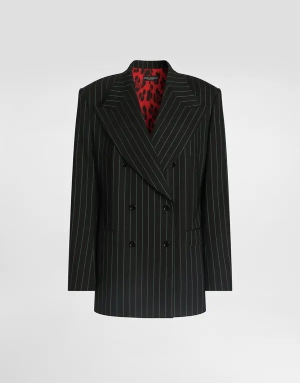 Dolce & Gabbana Double-breasted Jacket In Pinstripe Wool