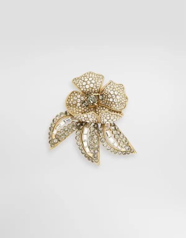 Dolce & Gabbana Flower Brooch With Rhinestones