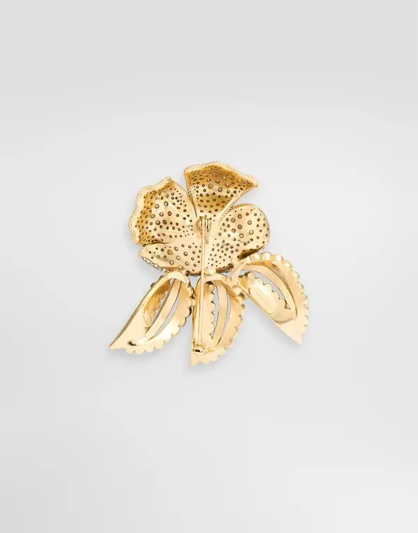 Dolce & Gabbana Flower Brooch With Rhinestones