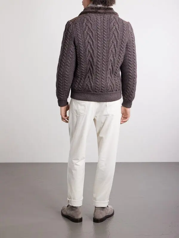 Brunello Cucinelli Shearling And Cable-knit Cashmere Jacket