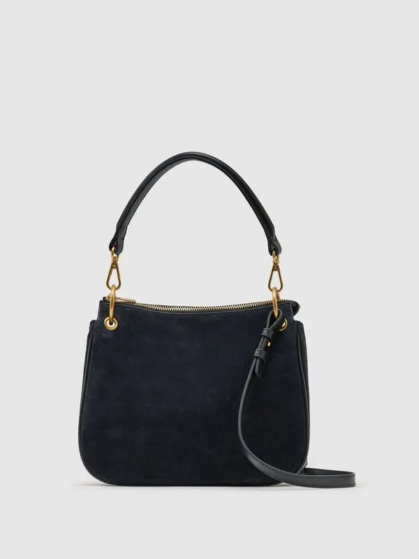 REISS Colette Suede Crossbody Bag - Navy