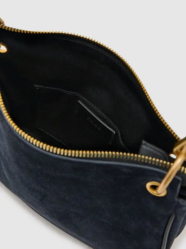 REISS Colette Suede Crossbody Bag - Navy