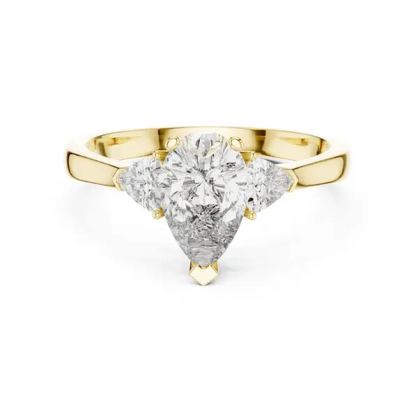 AYA FINE JEWELRY 1 Carat Pear Lab Grown Diamond Three Stone Engagement Ring In 14k Gold - Yellow