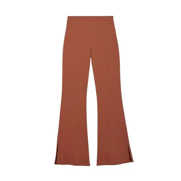 DĀL THE LABEL Wool Blend Knit Flare Pants With Split Cuffs