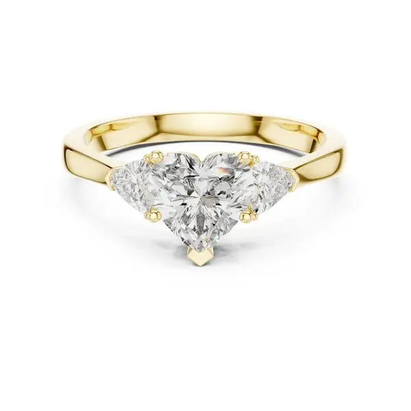 AYA FINE JEWELRY Heart Cut Lab Grown Diamond Three Stone Engagement Ring In 1 Carat 10k Gold - Yellow