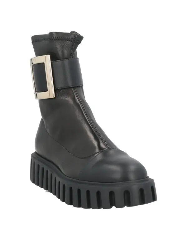 ROGER VIVIER Leather Ankle Boots With Buckle Detailing