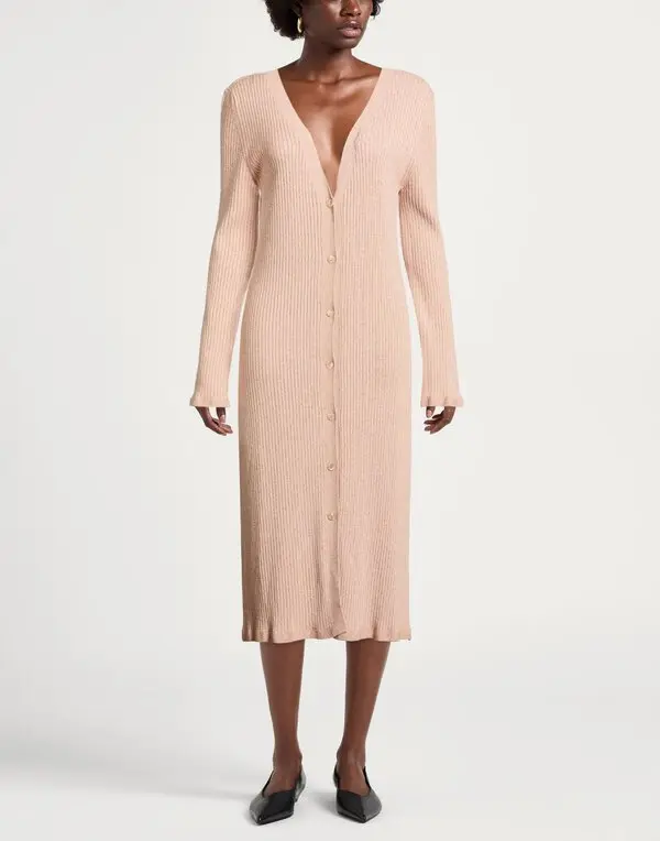 TWINSET Midi Dress Sand Size Viscose, Polyamide, Metallic Polyester