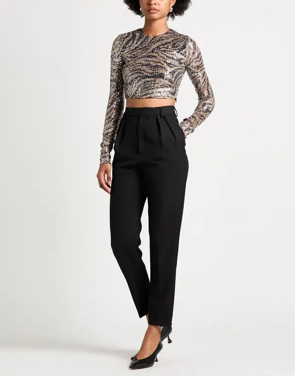 ANIYE BY Tiger Print Sequined Long Sleeve Crop Top