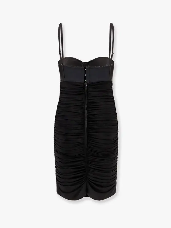 Dolce & Gabbana Viscose Blend Dress With Bra Detail - Black