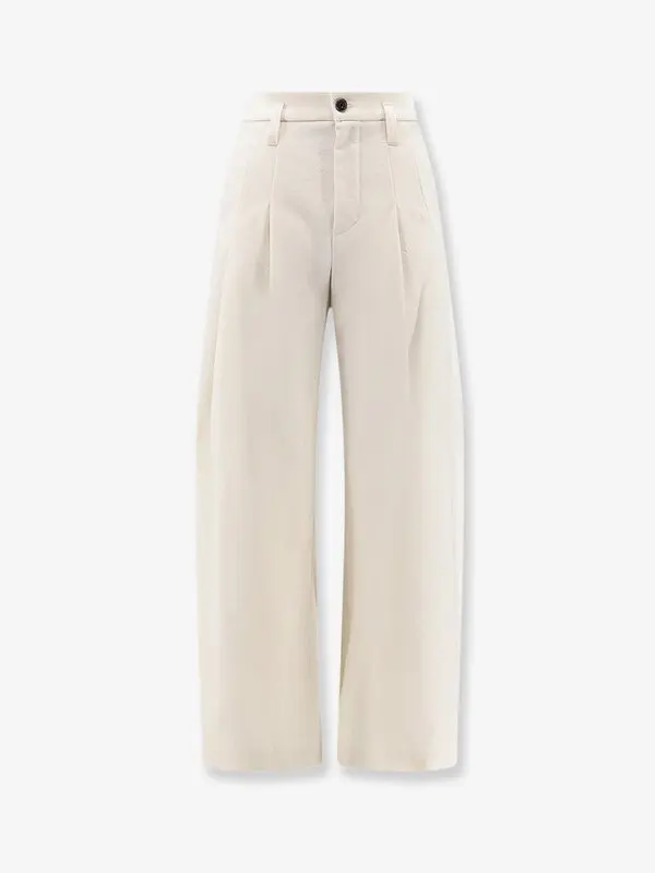 Brunello Cucinelli Baggy Wrinkled Wool And Cotton Trousers - White