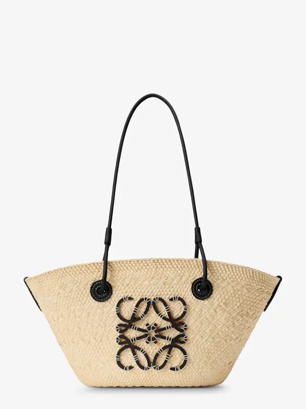 Loewe Paula's Ibizaanagram Palm Leaves And Leather Shoulder Bag - Black