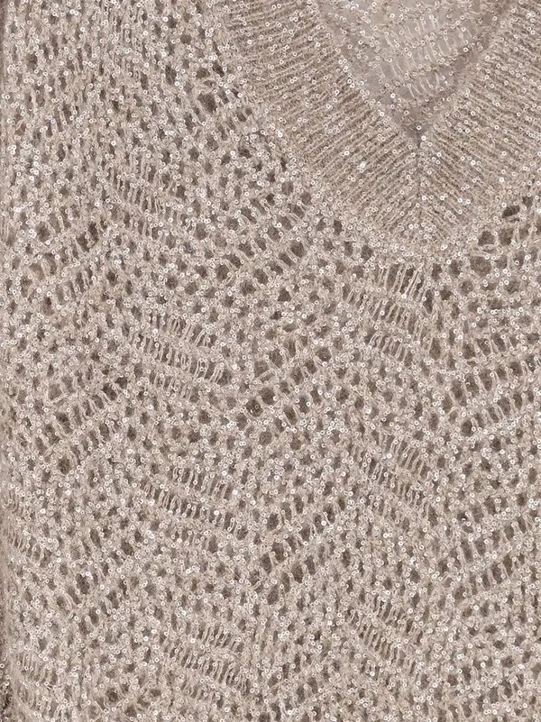 Brunello Cucinelli Mohair Blend Sweater With Dazzling Pattern