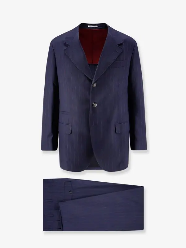 Brunello Cucinelli Virgin Wool Suit With Pinstripe Pattern