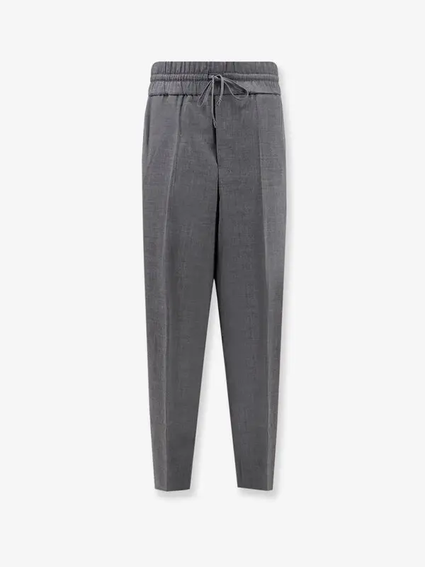 AMI Paris Virgin Wool Trousers With Elastic Waistband And Drawstring