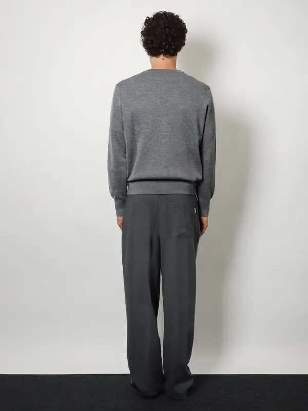 AMI Paris Virgin Wool Trousers With Elastic Waistband And Drawstring - Grey