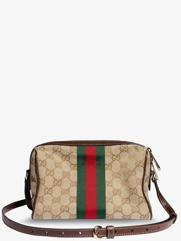 Gucci Camera Bag Gg Fabric Crossbody Bag With Metal Horsebit