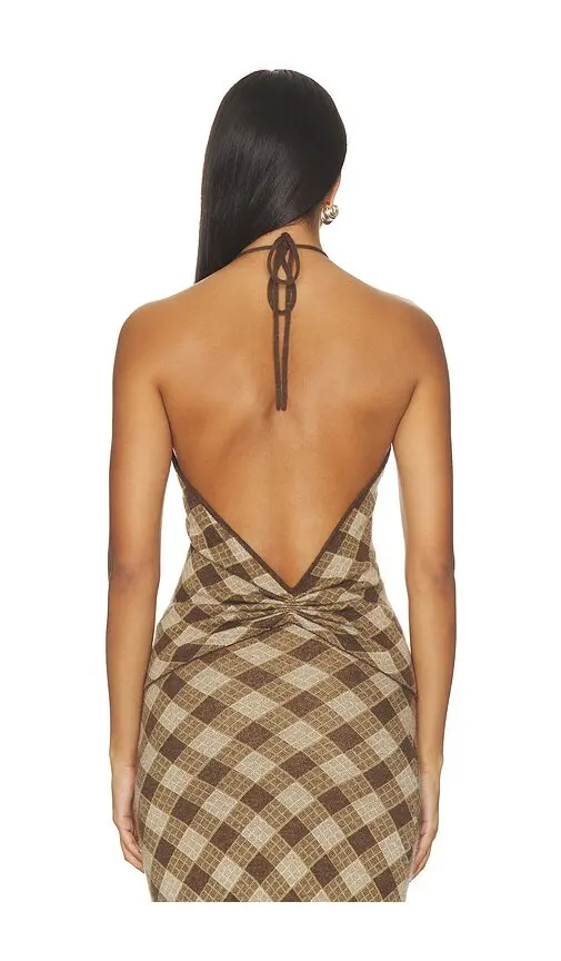 AYA MUSE Kae Top In Brown - Plaid Brown