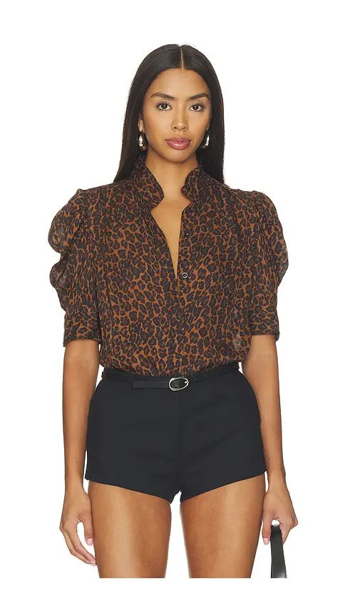 FRAME The Gillian Top In Brown