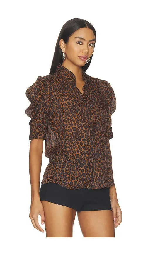 FRAME The Gillian Top In Brown