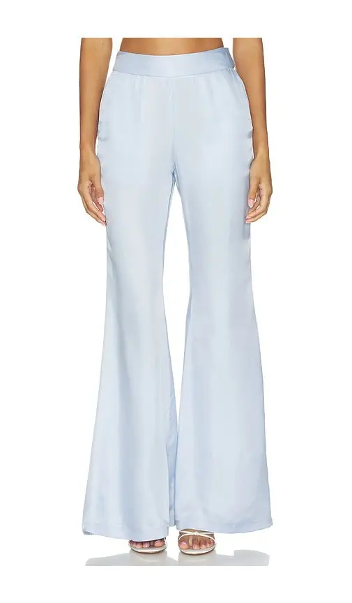 FLEUR DU MAL Luxe Twill Flare Pant In Baby Blue