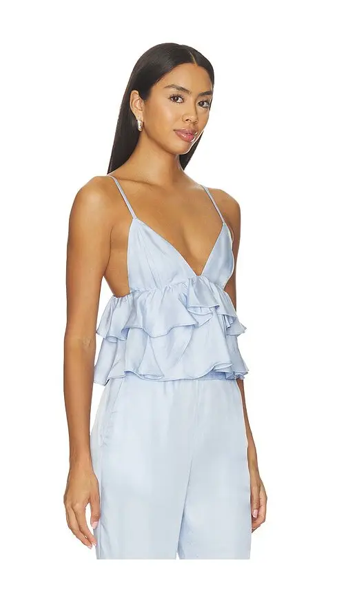 FLEUR DU MAL Luxe Twill Flare Cami In Baby Blue