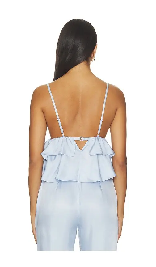 FLEUR DU MAL Luxe Twill Flare Cami In Baby Blue
