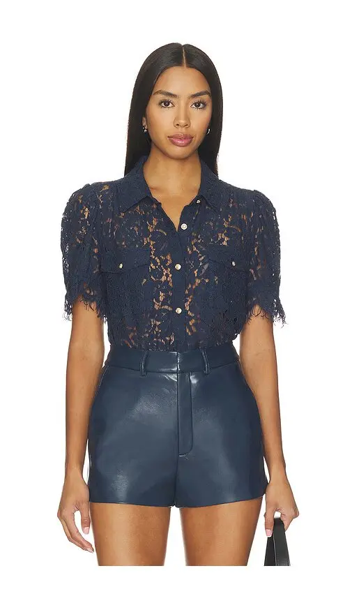 Generation Love Mikaelle Lace Shirt In Blue
