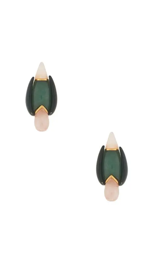 Zimmermann Plume Stud Earrings In Green - Multi
