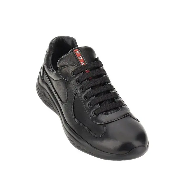 Prada Nappa Leather America's Cup Sneakers - Black
