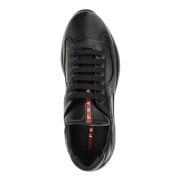 Prada Nappa Leather America's Cup Sneakers - Black