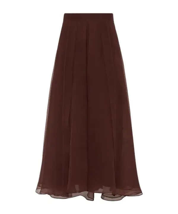 Brunello Cucinelli Silk Maxi Skirt - Brown