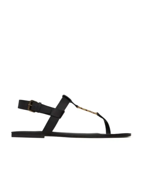Saint Laurent Cassandra Logo Plaque Sandals - Black