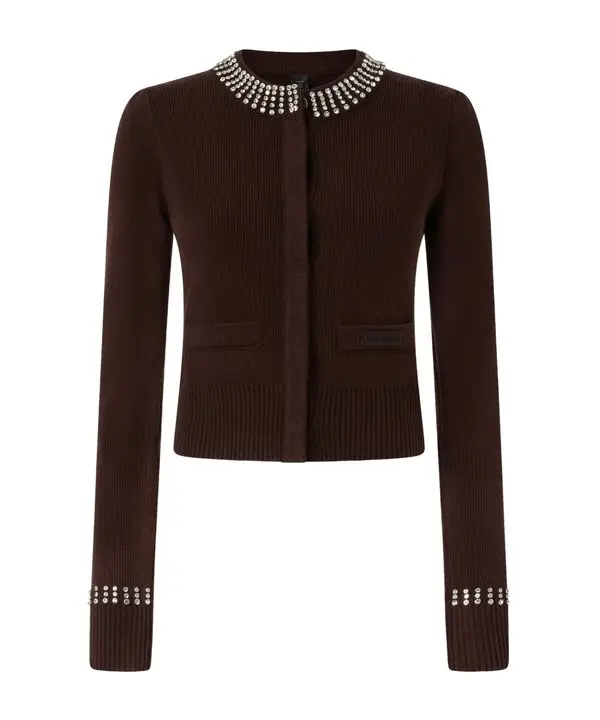 Pinko Embellished Neck Knitted Cardigan
